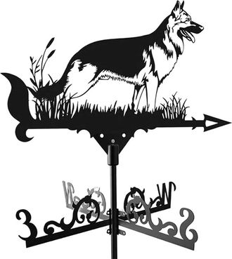 Generic Schwarze Wetterfahne aus Metall Zur Anzeige der Windrichtung Im Au&szlig;Enbereich f&uuml;R Hof Garten Bauernhaus Scheune Schuppen oder Terrasse(FF14)