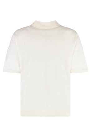 Moncler Mens Short Sleeve Polo Shirt Panna Silk T-shirts And Polos