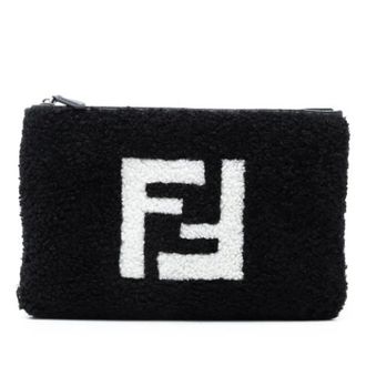 Fendi Pochette en peau lain&eacute;e Pre-owned - Femme - Pre-owned - Noir - Taille: ONE Size