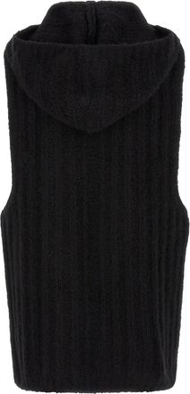 Rick Owens Cashmere-Silk Ribbed Hooded Tank Top - Black