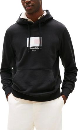 Tommy Hilfiger Homme, Sweatshirts et sweats &agrave; capuche, Noir, Taille: XS SweaT-shirt &agrave; Capuche Imprim&eacute; en Coton avec Poches Avant