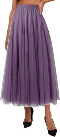 Generic Jupe en maille - Jupe de f&eacute;e - Jupe mi-longue - Jupe de danse - Plage, lilas, L