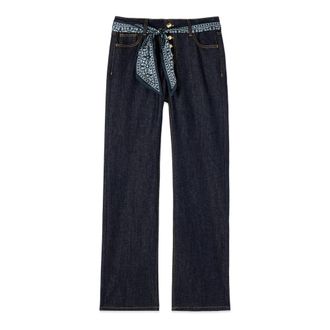 Oltre Regular jeans mit Taillenschal - - Jeans - Damen - Blau - S