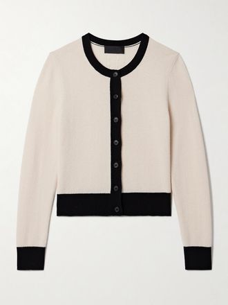 Nili Lotan Cardigan En Cachemire Bicolore Meadow - Ivoire