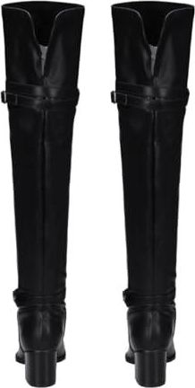 BESTONZON ibasenice Bottes Cuissardes pour Femme Automne-Hiver Bottes Hautes Noires Talon &Eacute;pais Mat&eacute;riau Confortable Semelle Antid&eacute;rapante Taille 38 Style Mode 