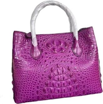 Generic Sac cabas pour femme en cuir de crocodile v&eacute;ritable, bleu ciel, Corful. Sac &agrave; main bandouli&egrave;re simple en cuir dalligator v&eacute;ritable