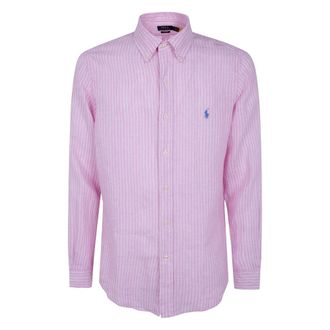 Polo Ralph Lauren Homme, Chemises, Rose, Taille: L Long Sleeves Sport Stripes Shirt