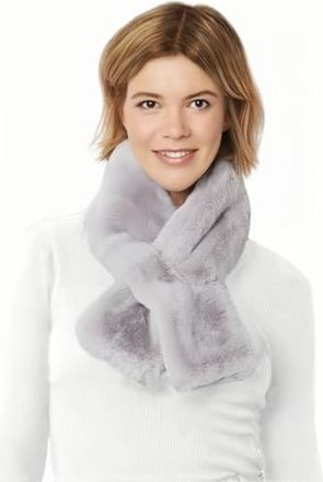 Lina & Lily Écharpe à Col en Fausse Fourrure pour Femme Hiver (Gris Clair)