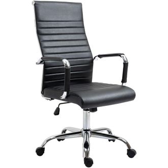 Vinsetto Vinsetto - B&uuml;rostuhl ergonomischer Schreibtischstuhl mit Wippfunktion Chefsessel h&ouml;henverstellbarer Drehstuhl gepolstert Kunstleder Schaumstoff