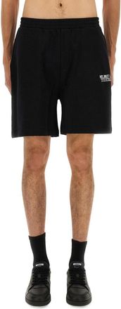 Helmut Lang Logo-Embroidered Cotton Bermuda Shorts - Black