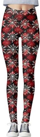 Generic Leggings Femme Legging Legging Anti Cellulite Femme pour Les Fêtes Promenades en Ville Imprimé Noël Gainant pour Yoga Sport Taille Haute Idéal Contrôl