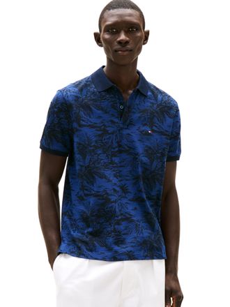 Tommy Hilfiger Mens Linen Regular Short Sleeve Polo, Desert Sky/Dark Navy X-Large