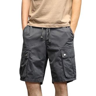 Generic Pantalon cargo pour homme - Short d&eacute;contract&eacute; - Poches - Taille &eacute;lastique - Camouflage, gris, 44