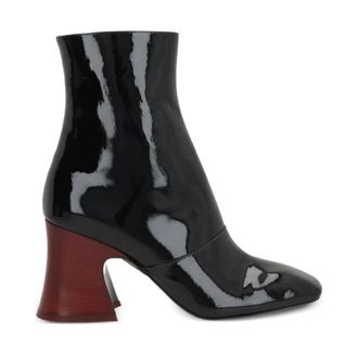 Chlo&eacute; Schwarze Lederstiefel mit Kuhlederabsatz - - Shoes - Damen - Schwarzk - 39 EU