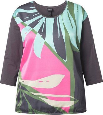 Ulla Popken T-Shirt Shirt Satin Oversized Rundhals 3/4-Arm