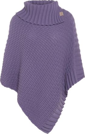 Knit Factory Nicky Gestrickter Poncho - Damen Strickponcho mit Kragen - Mit Wolle - Hochwertige Qualit&auml;t - Violett