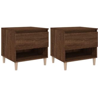 vidaXL Nachttische 2 Stk. Braun Eichen-Optik 50x46x50 cm Holzwerkstoff Vidaxl