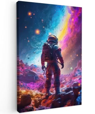 MuchoWow &copy; Bild auf Leinwand Gro&szlig; 80x120 cm XXL Schlafzimmer Bilder Badezimmer Wand Deko Wohnzimmer Modern Wanddeko Bilderwand Geschenk Weltraum - Astronaut - 