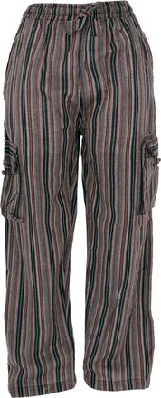 Guru Shop Gestreifte Yogahose, Unisex Baumwoll-Goa-Hose - schwarz/braun / / Variante: Gr&ouml;&szlig;e: M