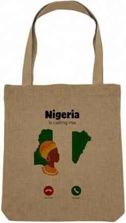 Fabulous Sac Shopping Tote Bag Aspect Lin - Nigeria Is Callling Me Flag Culture Travel - Sac de Courses Toile Epaisse 360g Beige Naturel Cabas Port&eacute; Epaule Sol
