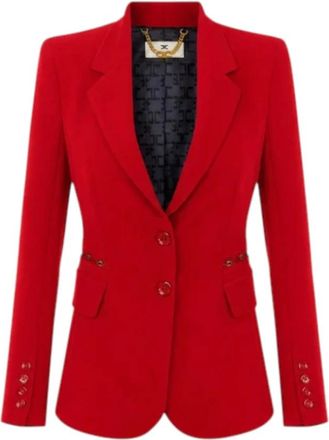 Elisabetta Franchi Blazer ajust&eacute; avec pinces logo - Femme - Vestes - Rouge - Taille: 44 FR