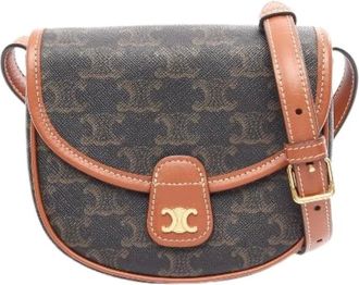 Celine Pre-owned Triomphe Mini Bourse Sac bandouli&egrave;re en toile enduite - Femme - Pre-owned - Brun - Taille: ONE Size