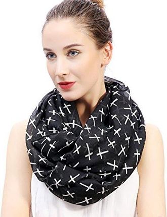 Lina & Lily &eacute;charpe tube imprim&eacute; croix (Noir)