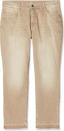 Mac Jeans Damen Melanie Pipe Fringe Glam Straight Jeans, Braun (Nougat Authentic Wash D751), 34W / 27L