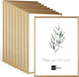 Bildershop-24 10x Kunststoffrahmen modern Bilderrahmen, (20 X 30 cm) Gold, inkl. Tischaufsteller