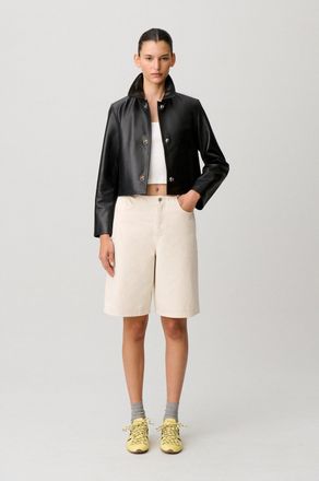 Claudie Pierlot Kurze schwarze Lederjacke