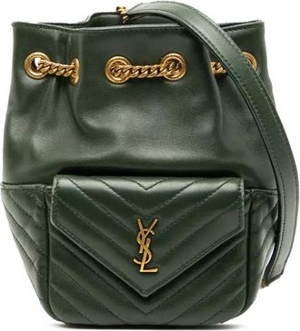 Saint Laurent 2022 Mini Quilted Leather Joe bucket bag - Gr&uuml;n