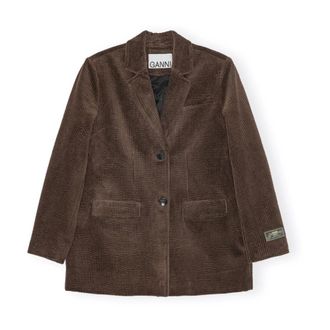 Ganni Blazer en velours c&ocirc;tel&eacute; Seersucker - Femme - Vestes - Brun - Taille: 34 FR