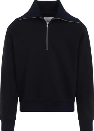 Jil Sander Homme, Sweatshirts et sweats &agrave; capuche, Bleu, Taille: XL LS Polo Opening SweaT-shirt
