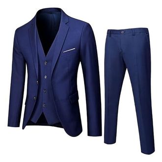 Generic Ensemble de costume pour homme - Coupe ajust&eacute;e - Solide - Formelle - Costume professionnel - Robe de mari&eacute;e - Groomsman Cblazer - Gilet Panto, 2 bouto