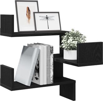 Generic Schwebende Wand-Eckregale, an der Wand Montiertes H&auml;ngendes Wandregal, Holzwerkstoff oder Wohnzimmer, Schlafzimmer, Badezimmer und Wohnecke (Schwarze 