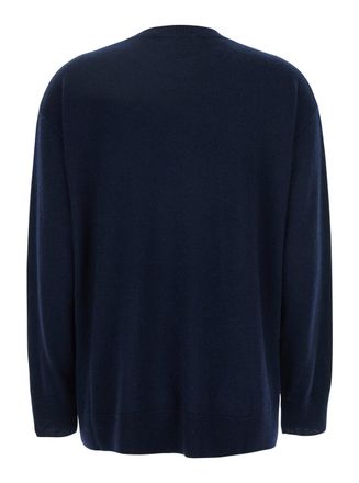 Max Mara Womens Blue Wool Sweater With Dropped Shoulders Tops Top