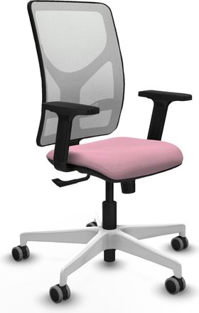 Piqueras y Crespo Drehstuhl mit 2D-Armlehnen, h&ouml;henverstellbare Lendenwirbelst&uuml;tze, ausgestattet mit 3 Positionen und Schneideschaum, 65 mm Rollen, Parkett, Wei&szlig;/Rosa