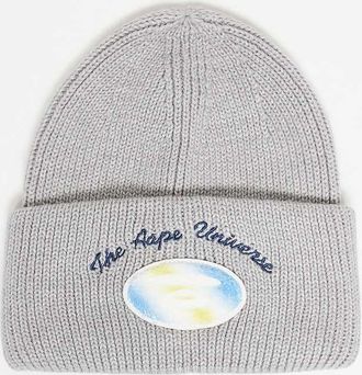 Aape By A Bathing Ape Strickm&uuml;tze in Wei&szlig; mit Logo-Aufn&auml;her