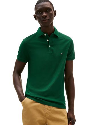 Tommy Hilfiger Herren Poloshirts Kurzarm in Slim Fit mit Stretch und Bio-Piqu&eacute;-Baumwolle, Ornamentgr&uuml;n, XX-Large