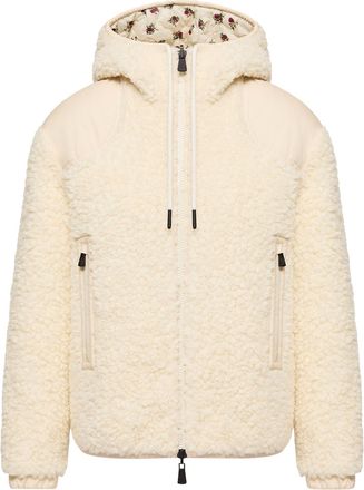 Moncler Moncler Sweat &Agrave; Capuche Zipp&eacute; En Teddy Matelass&eacute; R&eacute;versible, Femme, Blanc, Taille: Xl