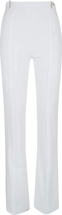 Elisabetta Franchi Femme, Pantalons, Blanc, Taille: 38 FR Pantalon en Cr&ecirc;pe Stretch Double &Eacute;paisseur