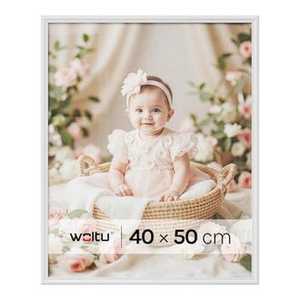 Woltu Cadre Photo 40x50cm Cadre en Bois Massif avec Passe Partout Suspendre Horizontalement ou Verticalement, D&eacute;coration Murale ou sur Table, Blanc