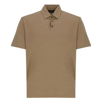 Zanone Homme, Tops, Beige, Taille: 2XL Polo en Coton Glac&eacute;