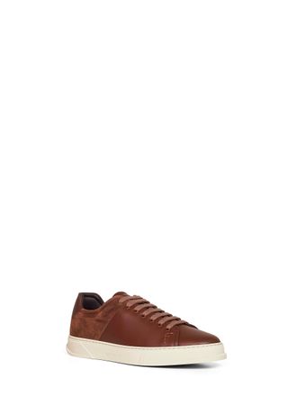 Ferragamo Mens Brown Leather And Suede Low-Top Sneakers Furs & Skins->bos Taurus Trainers