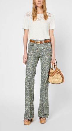 Gerard Darel T-shirt en lin &agrave; broderies - GILLIAN - Ecru
