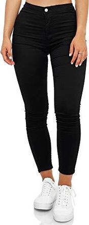 Elara Pantalon Femmes High Waist Slim Fit Chunkyrayan JS710 Schwarz 46 (3XL)