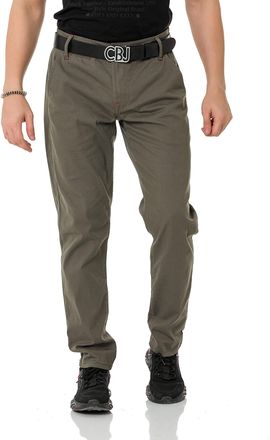 Cipo & Baxx Herren Chinohose Stretch Basic Baumwolle Slim Fit CD842 Khaki W29 L32