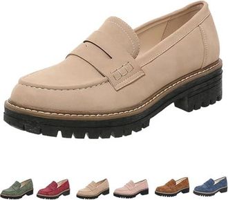 Generico Mocassins Femme Slip On Loafers Doux avec Plateau Chaussures D&Eacute;t&eacute; Confortable &Eacute;l&eacute;gant Printemps &Eacute;t&eacute; Automne, Blanc cass&eacute;, 42 EU