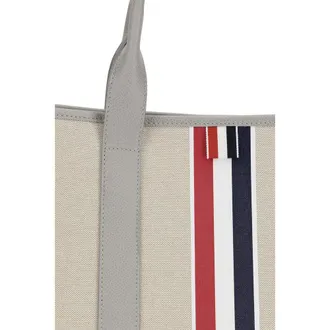 Thom Browne Striped Canvas Tote Bag - Gray