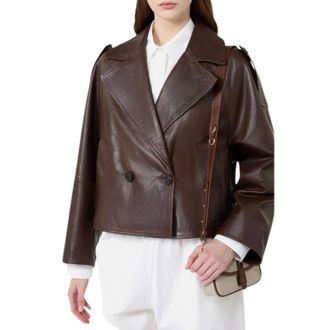 Max Mara Femme, Vestes, Brun, Taille: 36 FR Veste en cuir Felino